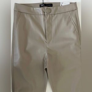 Zara | Pants & Jumpsuits | Zara Sand Beige Faux Leather Leggings | Poshmark